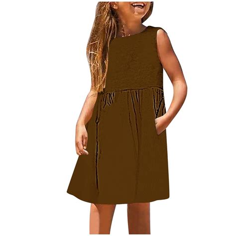 Cheeream Cute Girls Sleeveless Dresses Summer Casual Party A Line Midi