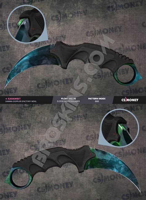 Karambit Gamma Doppler Max Cyan Patterns BroSkins CS Trade Skins