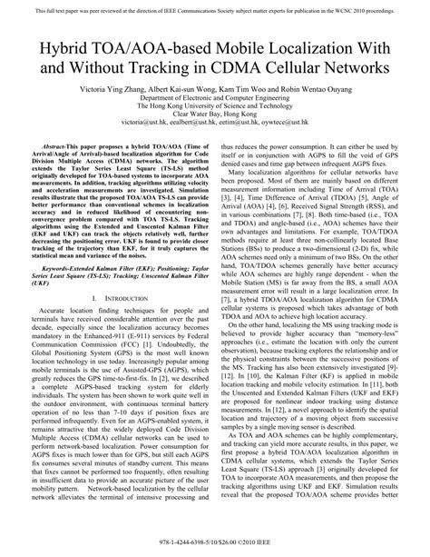 Pdf Hybrid Toaaoa Based Mobile Localization With And Without