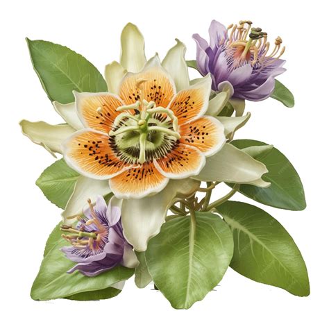 Premium Vector Tropical Passiflora Vector Drawing Giant Granadilla Flower