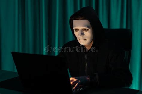 White Criminal Anonymous Mask Installing Coding Password Encryption
