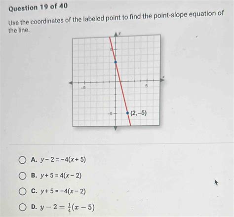 Solved Question Of Use The Coordinates Of The Labeled Point To Find The Point Slope
