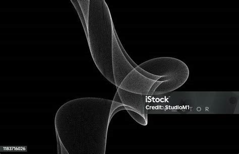 작은 입자로 구성된 연기의 흐름 동적 파티클이 있는 추상 그리드 디자인입니다 3d 벡터 그림입니다 구름에 대한 스톡 벡터 아트