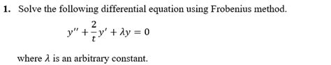 Solved Solve The Following Differential Equation Using