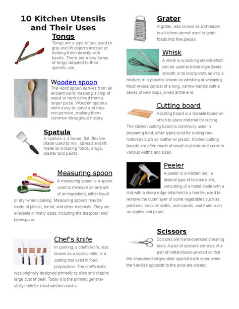 10 Essential Kitchen Utensils And Equipment With Their Uses Studocu