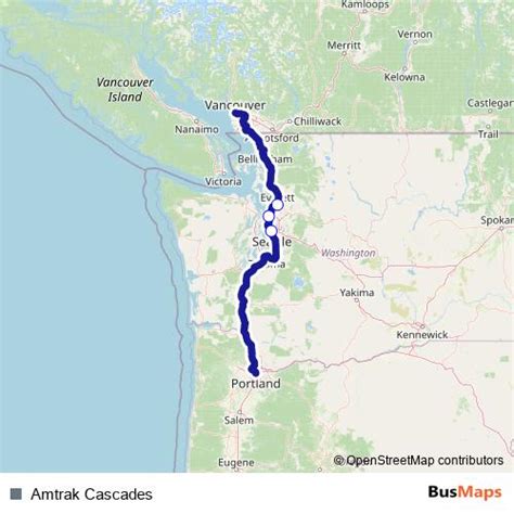 Amtrak Cascades Rail Route Map And Schedule Everett