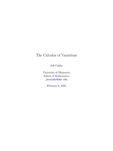 Calculus Of Variations Pdf Calculus Of Variations Partial Differential Equation