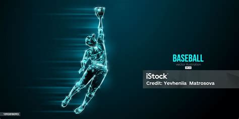 파란색 배경에 야구 선수의 추상적인 실루엣 야구 선수 타자가 공을 친다 벡터 일러스트 레이 션 스포츠에 대한 스톡 벡터 아트 및 기타 이미지 Istock