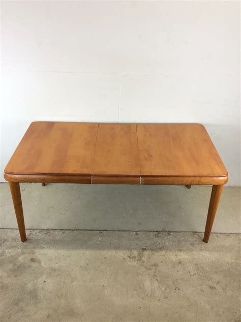 Mid Century Modern Maple Dining Table With One Leaf — Apv Modern
