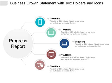 Business Growth Statement With Text Holders And Icons Ppt Powerpoint