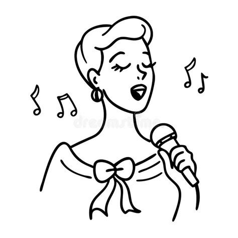 Elegant Singer With Microphone And Musical Notes Illustration For Creative Projects Stock Image