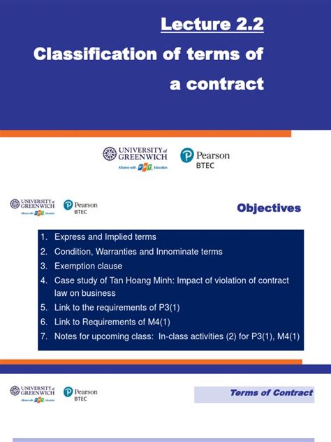 Lecture 22 Classification Of Terms Of A Contract 24422 Pdf Breach Of Contract