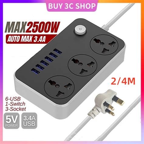 Malaysia Plug 6 Usb Port 3 Universal Power Strip Extension Plug Power Socket Electric Sockets
