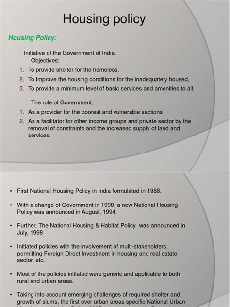 Housing Policy Pdf Affordable Housing Slum