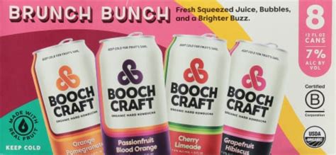Boochcraft Organic Hard Kombucha Variety Pack Cans 8 Ct 12 Fl Oz
