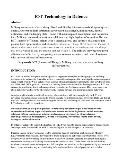 Defence Technology Based On Iot Download Free Pdf Internet Of