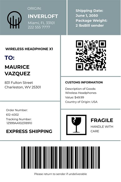 Free 4x6 Shipping Label Template To Edit Online