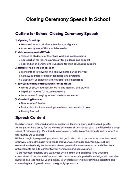 13 Closing Ceremony Speech Examples To Download