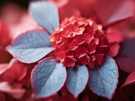 Premium Photo Red Hydrangea Macrophylla Flower In Garden Generative Ai