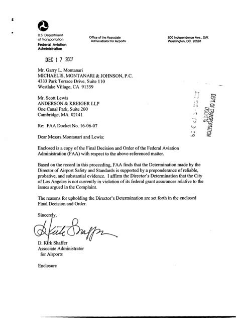 U S Dot Faa Final Agency Decision Pdf Federal Aviation Administration Burden Of Proof Law