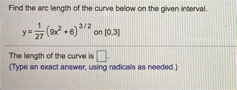 answered find the arc length of the curve below… bartleby