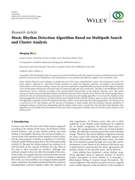 Pdf Music Rhythm Detection Algorithm Based On Multipath Search And Cluster Analysis