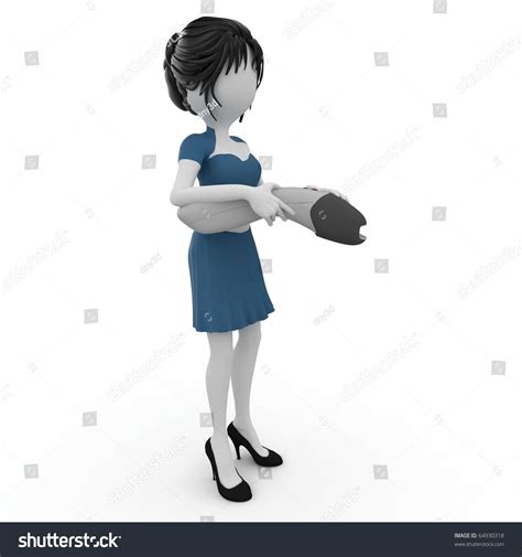 D Girl Barcode Scanner Isolated On Stock Illustration Shutterstock