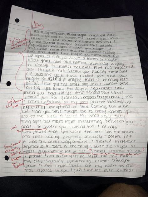 This Guys Ex Girlfriend Sent Him An Apology Letter And He Graded It With Red Pen Marks