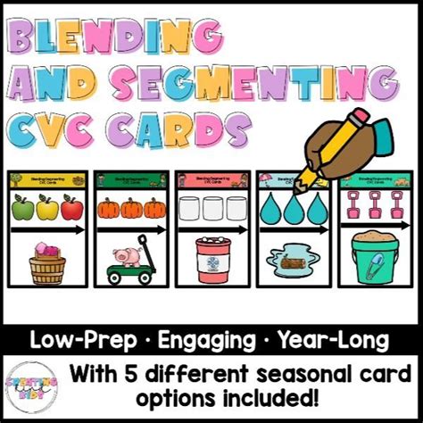Cvc Word Mapping Task Cards Blending And Segmenting Cards