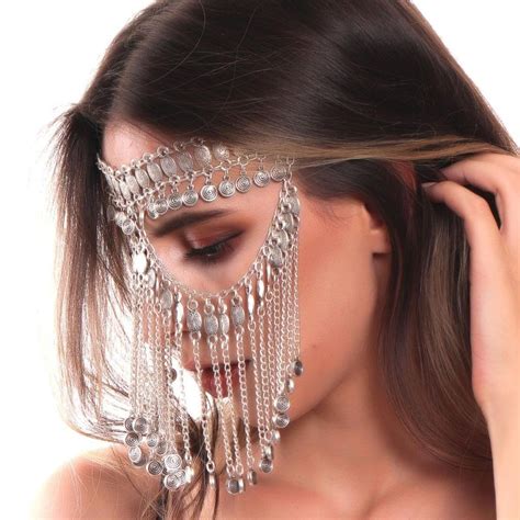 Buy Sterling Silver Plated Face Chain Handmade Face Accessory Face Jewelry Oriental Head Jewelry