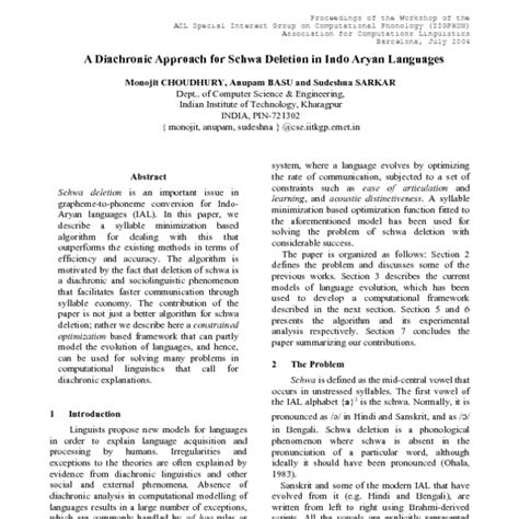 A Diachronic Approach For Schwa Deletion In Indo Aryan Languages Acl Anthology
