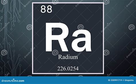 Símbolo De Elemento Químico De Radio En Fondo Abstracto Oscuro Stock De Ilustración