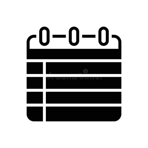 Black Solid Icon For Class Timetable Program And Plan Stock Vector