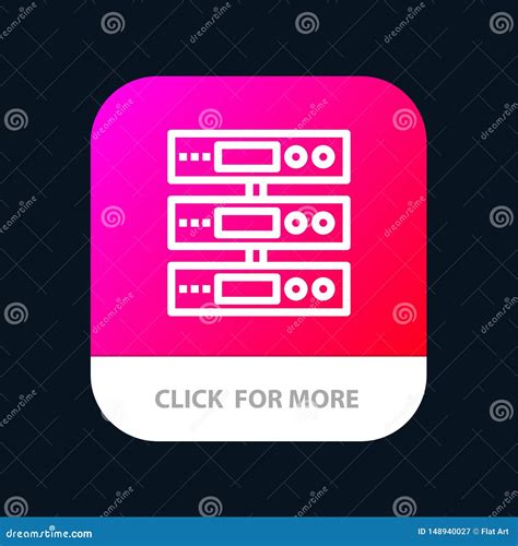 Server Data Storage Cloud Files Mobile App Button Android And Ios Line Version Stock Vector
