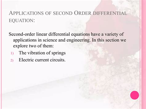 APPLICATION OF HIGHER ORDER DIFFERENTIAL EQUATIONS | PPTX