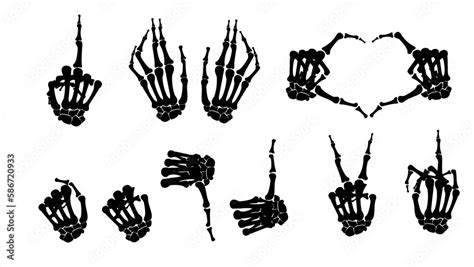 Set Of Human Skeleton Hand Poses Stock Vector Adobe Stock