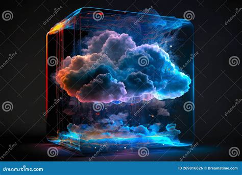 Cloud Storage Futuristic Data Server Created With Generative Ai Technology Stock Illustration