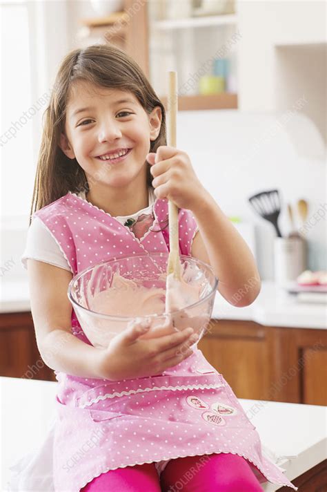 Girl Mixing Batter In Kitchen Stock Image F0058706 Science Photo