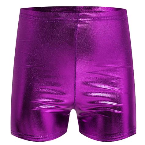 Runqhui Girls Metallic Dance Shorts Cheerleading Dance Performance Hot