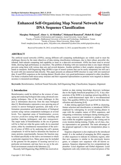 Pdf Enhanced Self Organizing Map Neural Network For Dna Sequence