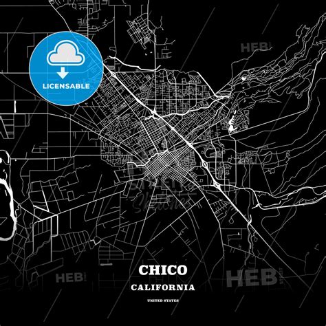 Black Map Poster Template Of Chico California Usa Hebstreits