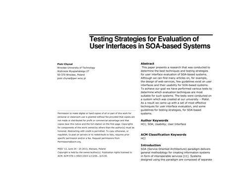 Pdf Testing Strategies For Evaluation Of User Interfaces In Soa Based
