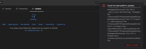 Improve Platform Update Error Management Through GUI Issue Platformio Platformio Core