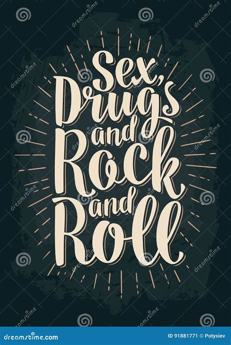 Sex Und Rock And Rollbeschriftung Mit Strahlen Vektor Abbildung
