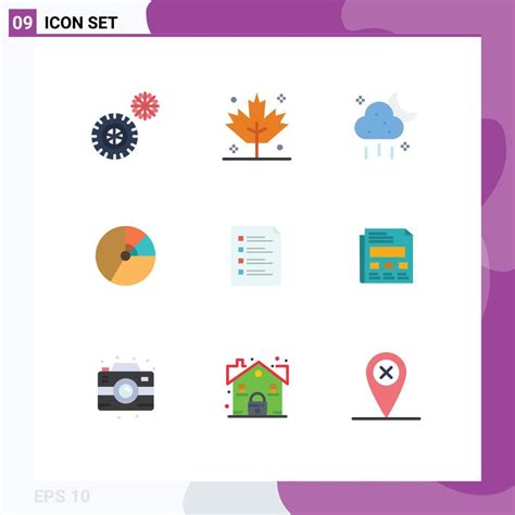 Pictogram Set Of Simple Flat Colors Of Checklist Graph Ui Finance Chart Editable Vector Design