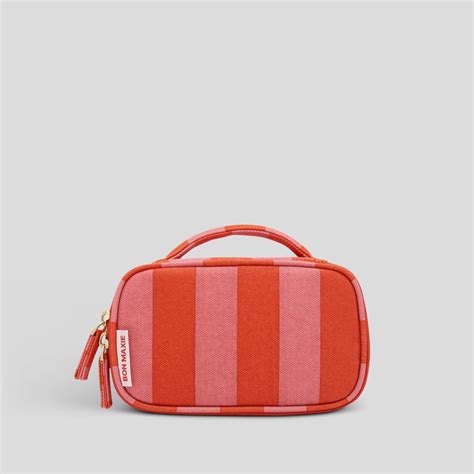Handy Case With Handle Pink And Red Stripe Bag Organiser Bon Maxie