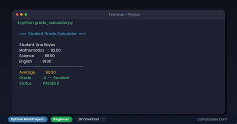 Student Grade Calculator In Python Beginner Python Example