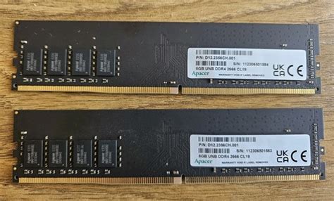 Apacer 16gb 2x8gb Desktop Memory Ram Ddr4 2666 Cl19 Ebay Uk