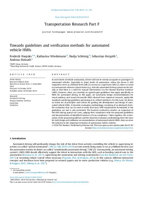 Pdf Towards Guidelines And Verification Methods For Automated Vehicle