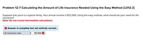 Solved Problem 12 7 Calculating The Amount Of Life Chegg Com